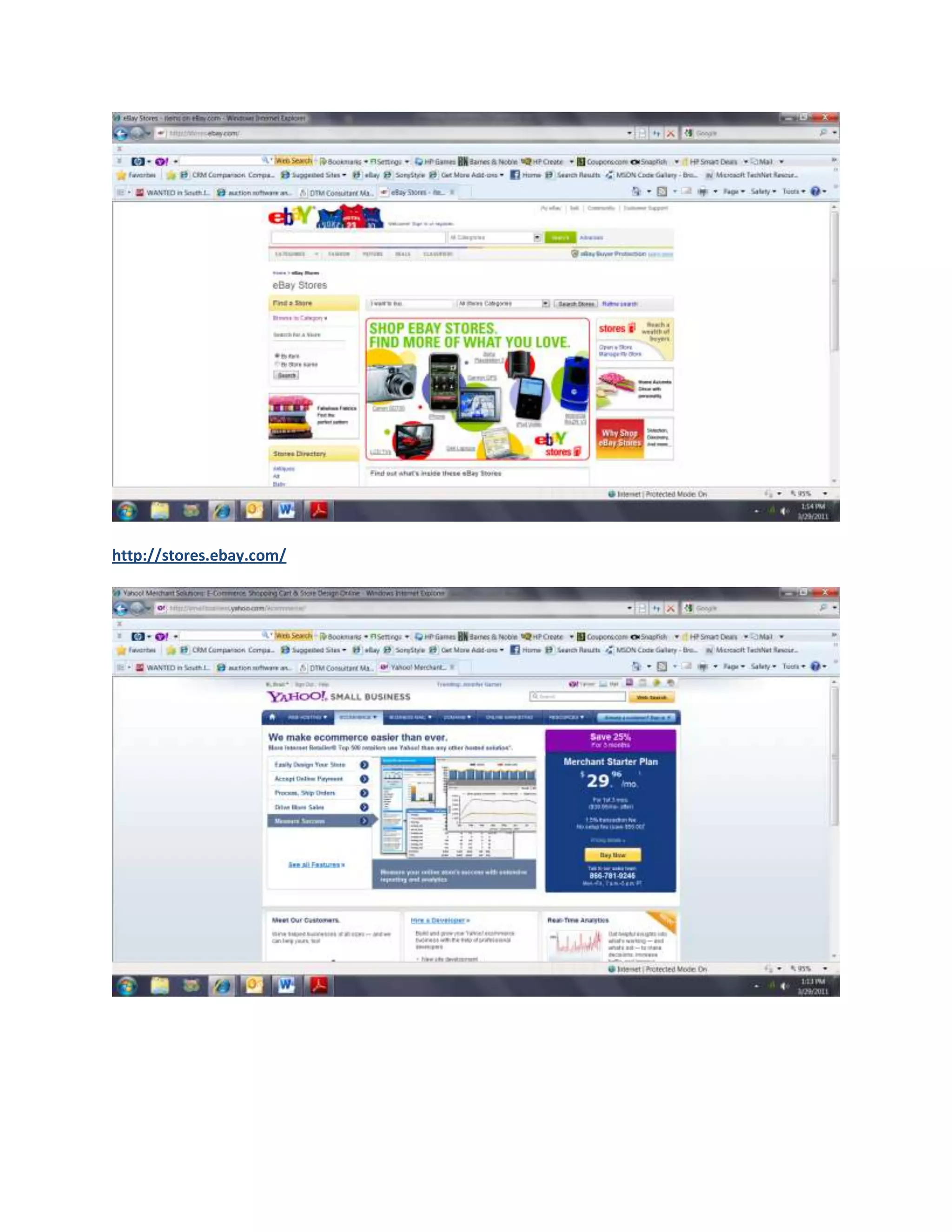 Ecommerce screen shots | PDF