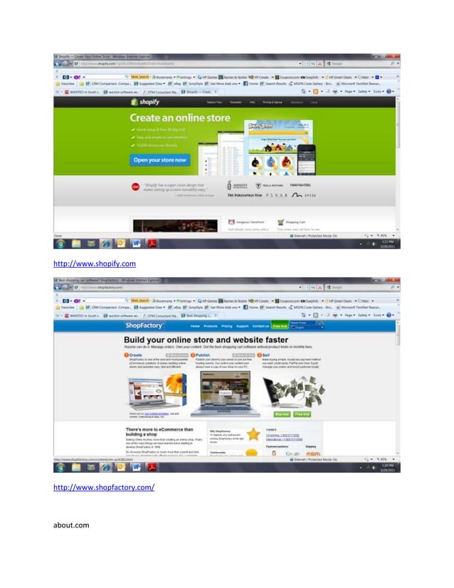 Ecommerce screen shots | PDF
