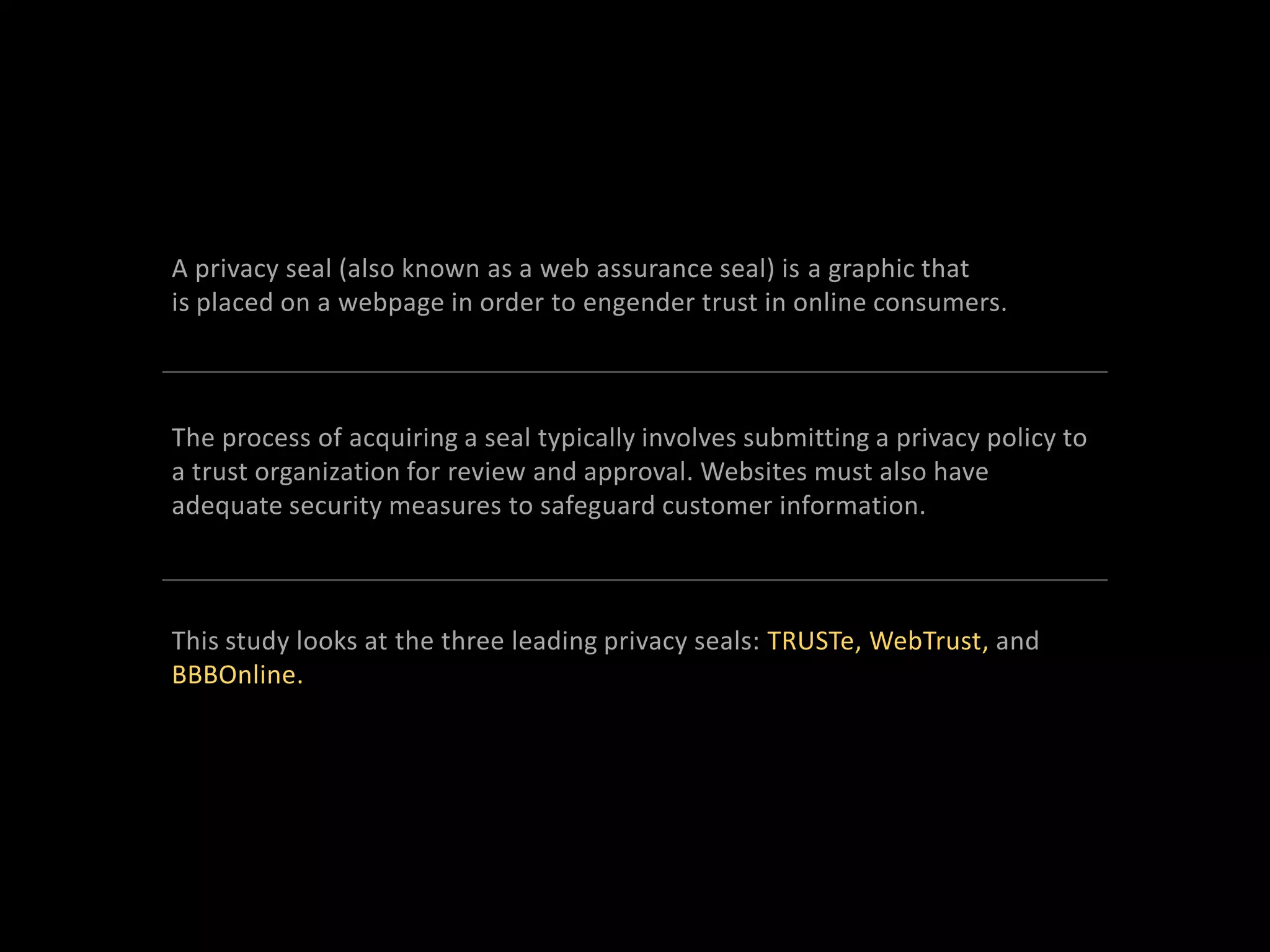 Privacy Seals in E-Commerce | PPTX | Business | Business and Finance