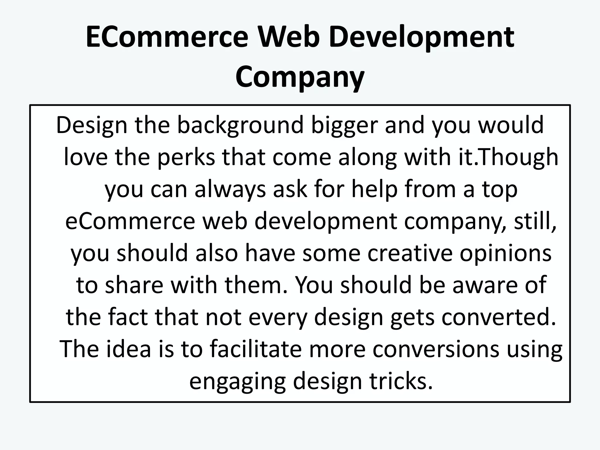 E commerce web development company | PPT