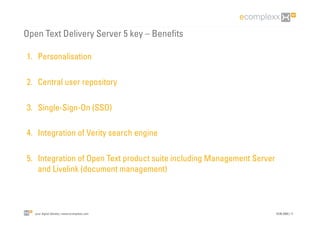 ecomplexx OpenText Delivery Server For Your Intranet | PDF