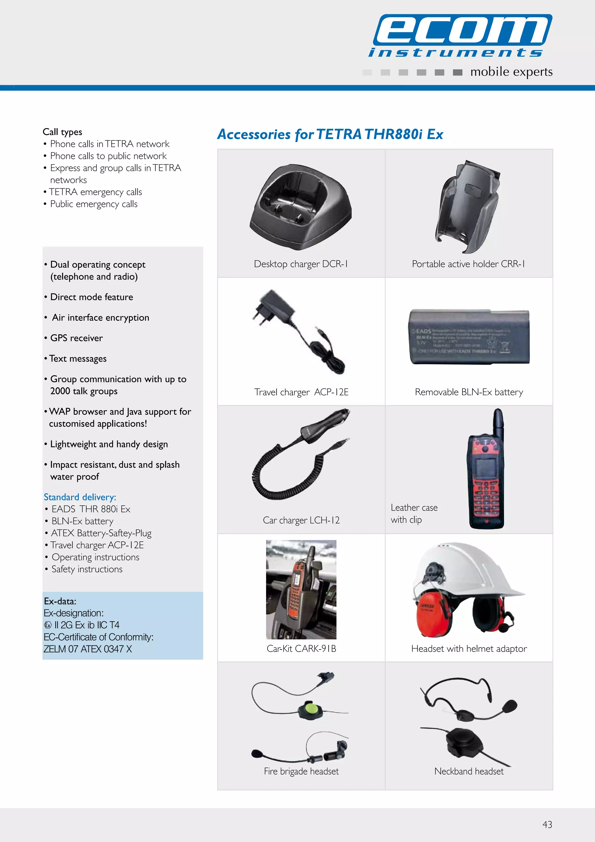 Ecom TETRA THR880i Ex Hazardous Area 2 Way Radio Datasheet | PDF
