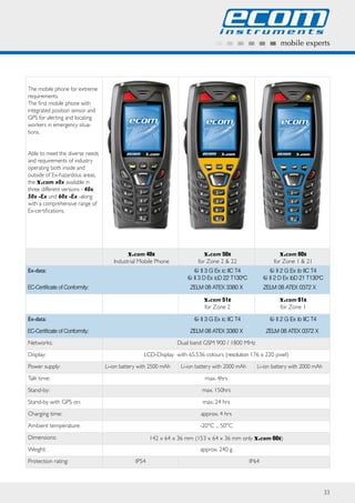 Ecom x.com 500 ATEX Certified Hazardous Area Mobile Phone | PDF