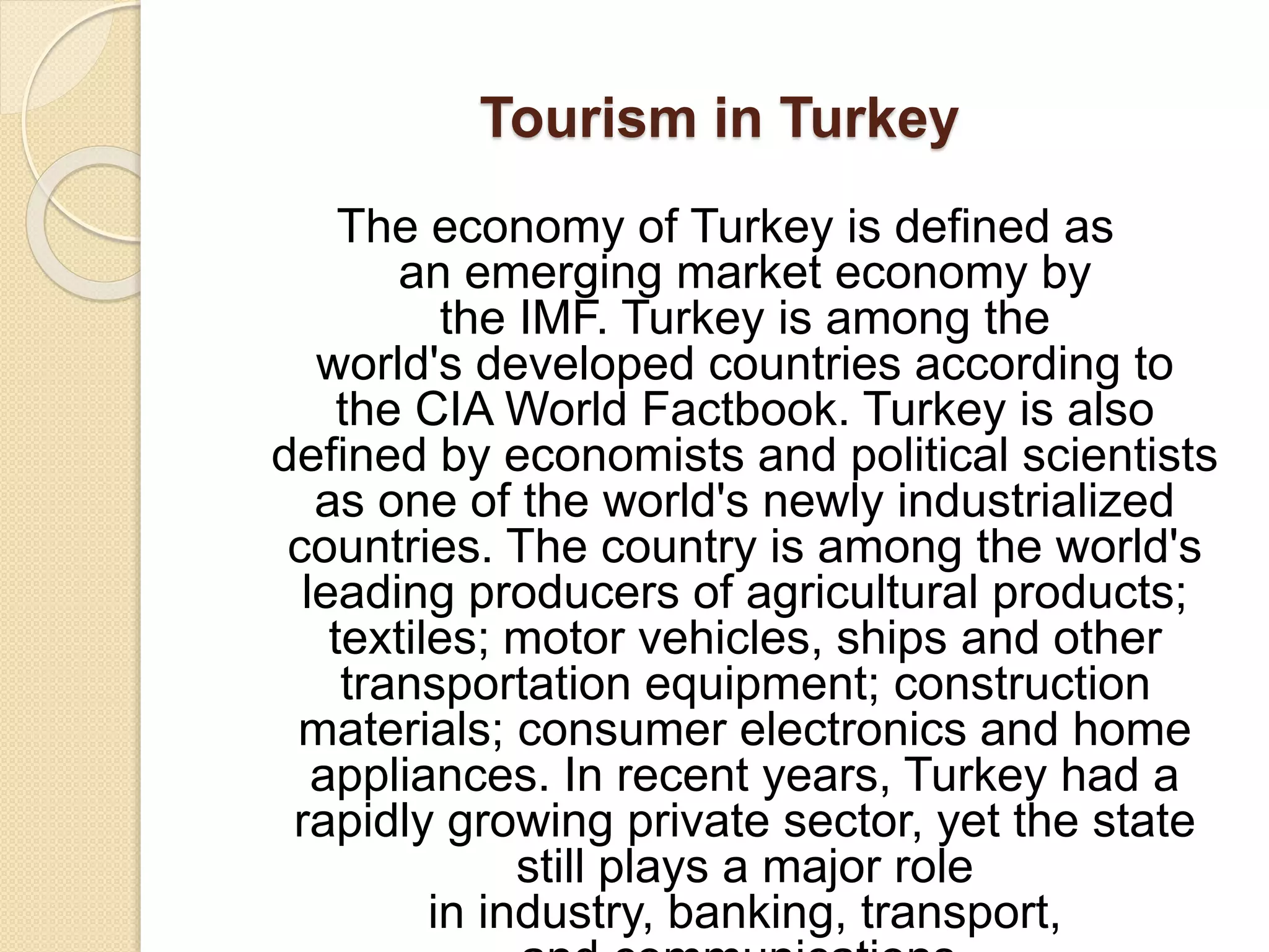 Tourism Economy of Turkey | PPTX | Currencies | Economy