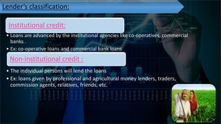 Classification of credit in agriculture | PPTX