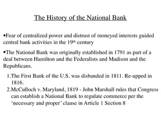 Econ - Hist of the National Bank | PPT