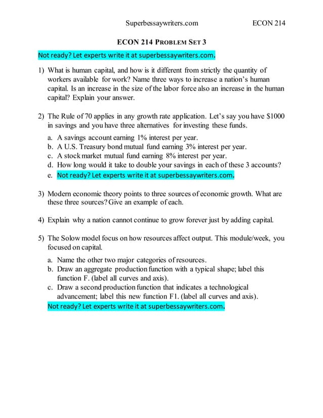 Econ 214 problem set 3 answers | DOCX | Business | Business and Finance