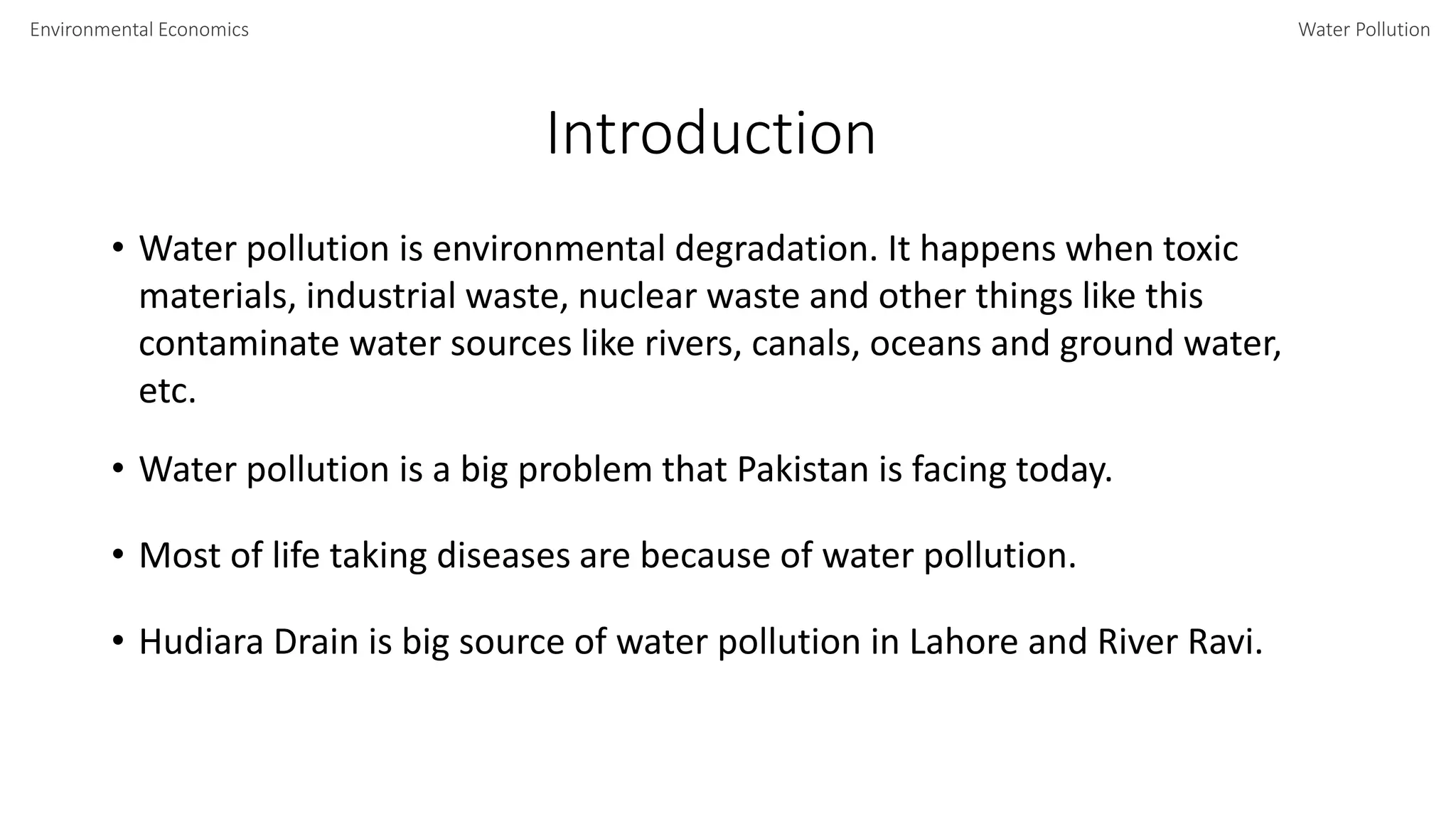 Water Pollution in Lahore, Pakistan | PPT
