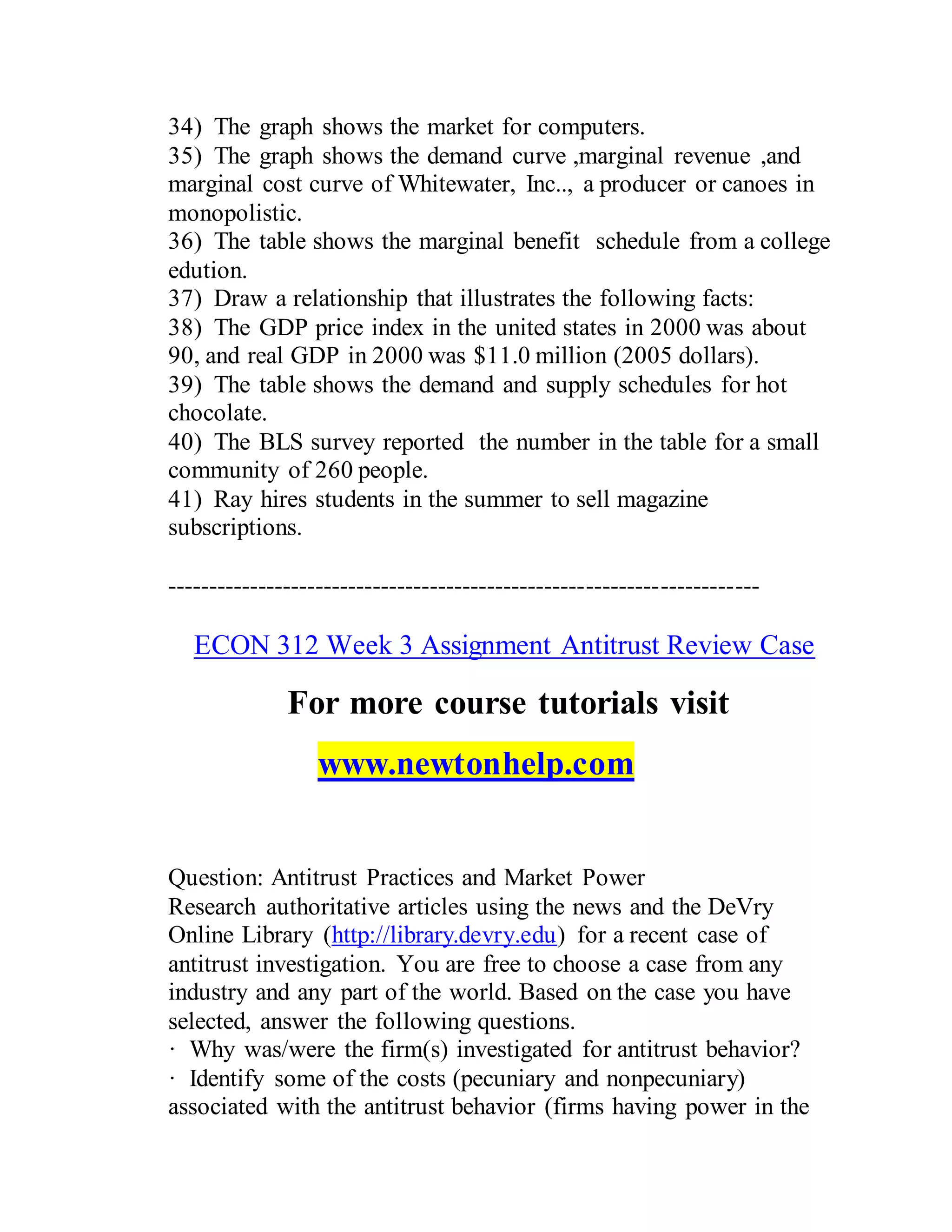 ECON 312 Success Begins/Newtonhelp.com