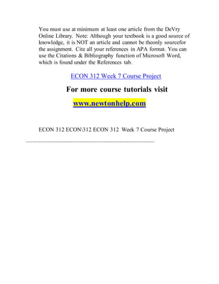 ECON 312 Success Begins/Newtonhelp.com