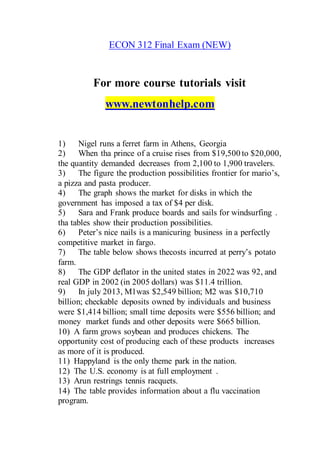 ECON 312 Invent Yourself/newtonhelp.com