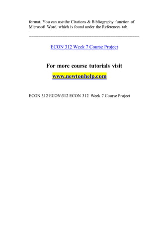 ECON 312 Invent Yourself/newtonhelp.com