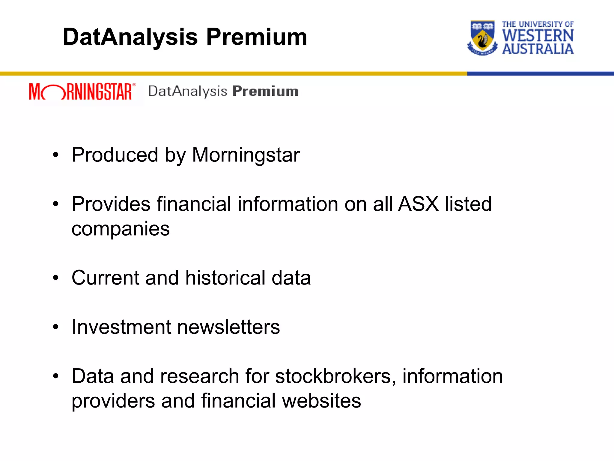 Introduction to Mergent and DataAnalysis | PPTX