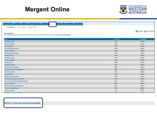 Introduction to Mergent and DataAnalysis | PPT