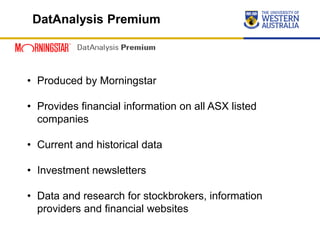 Introduction to Mergent and DataAnalysis | PPT