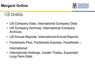 Introduction to Mergent and DataAnalysis | PPT