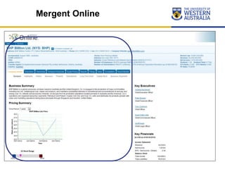 Introduction to Mergent and DataAnalysis | PPT