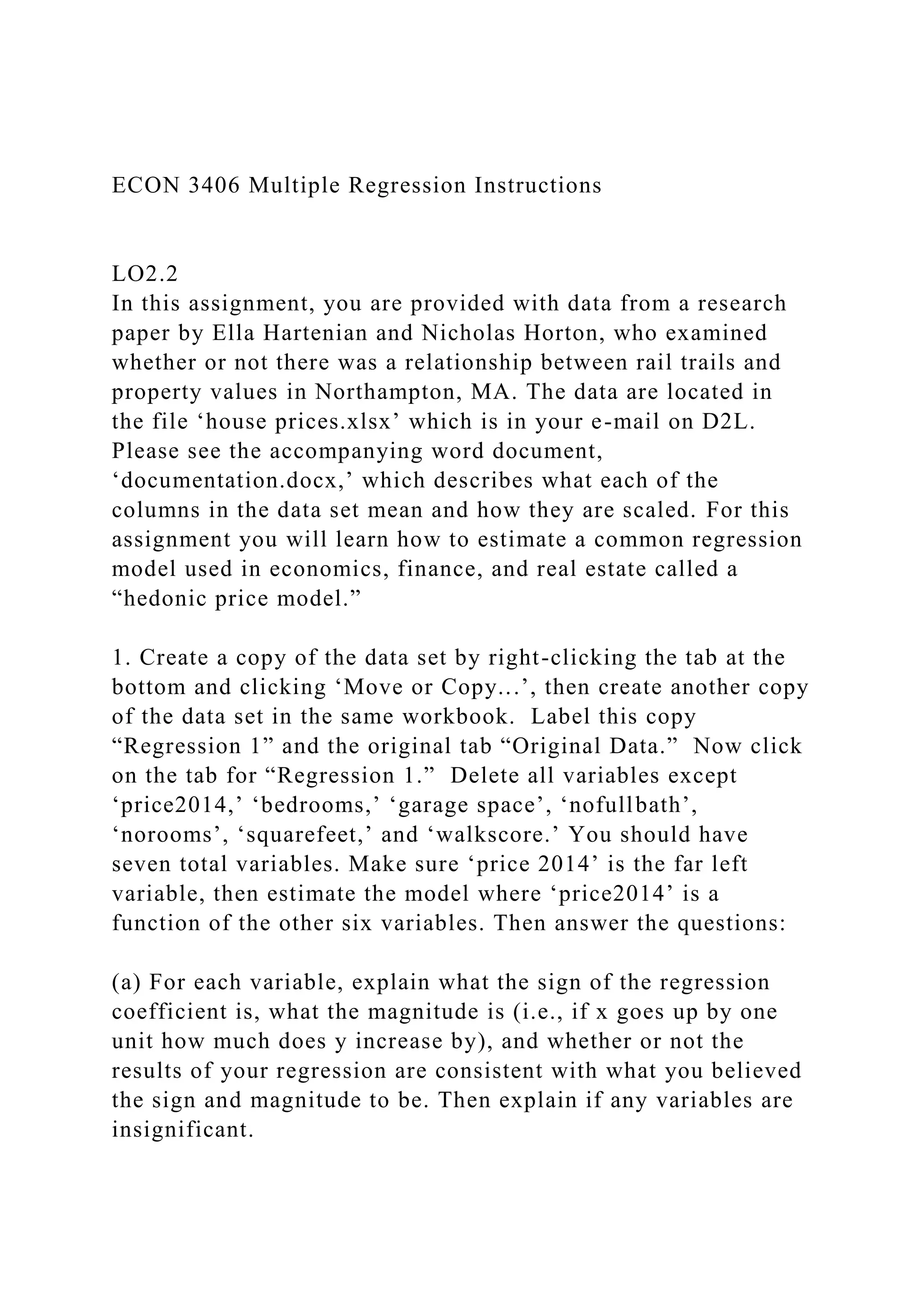 ECON 3406 Multiple Regression InstructionsLO2.2In this ass.docx