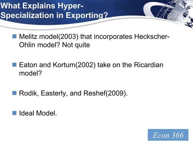 Econ 366 presentation: International Specialization | PPTX