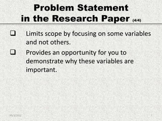 Econ 7999 research methodology_problem statement | PPSX