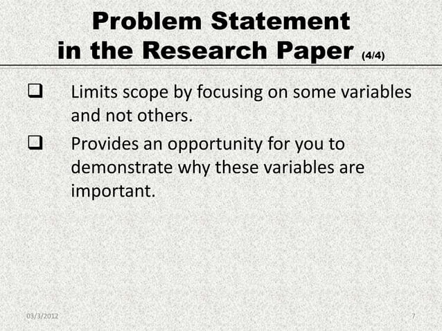Econ 7999 research methodology_problem statement | PPSX | Science