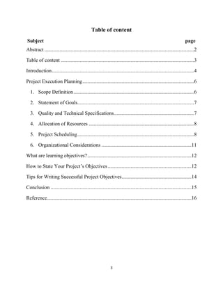 Developing project objectives and Execution plan in Economy management | PDF