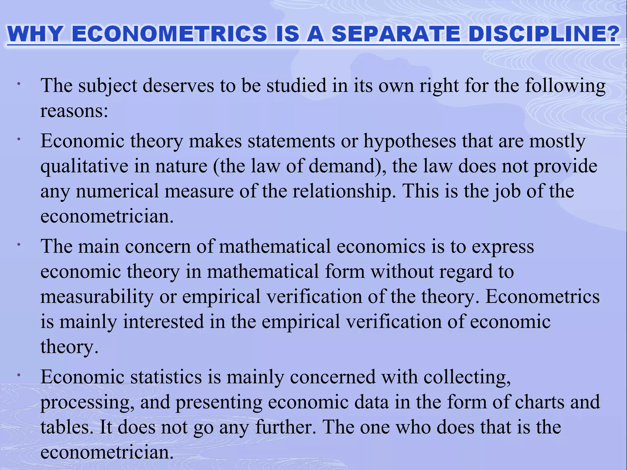 Econometrics And Business Forecasting Ppt Physics Science