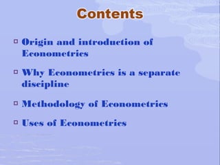 Econometrics and business forecasting | PPT | Physics | Science