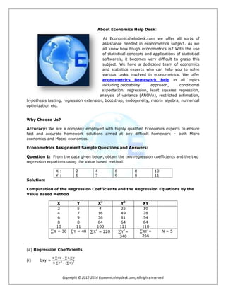 Econometrics homework help | PDF | Business Accounting & Finance | Business