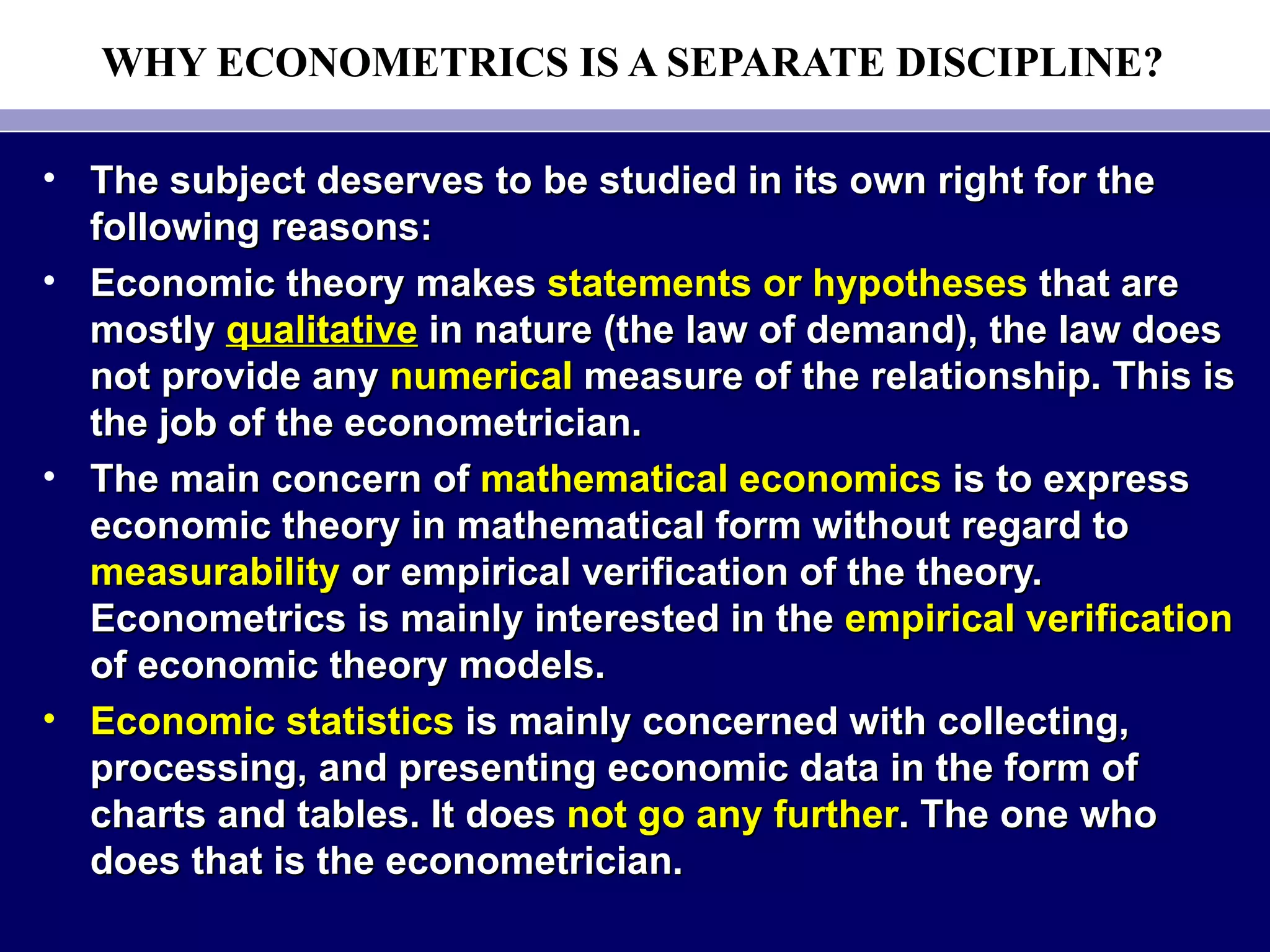 Econometrics Lecture 1st Ppt