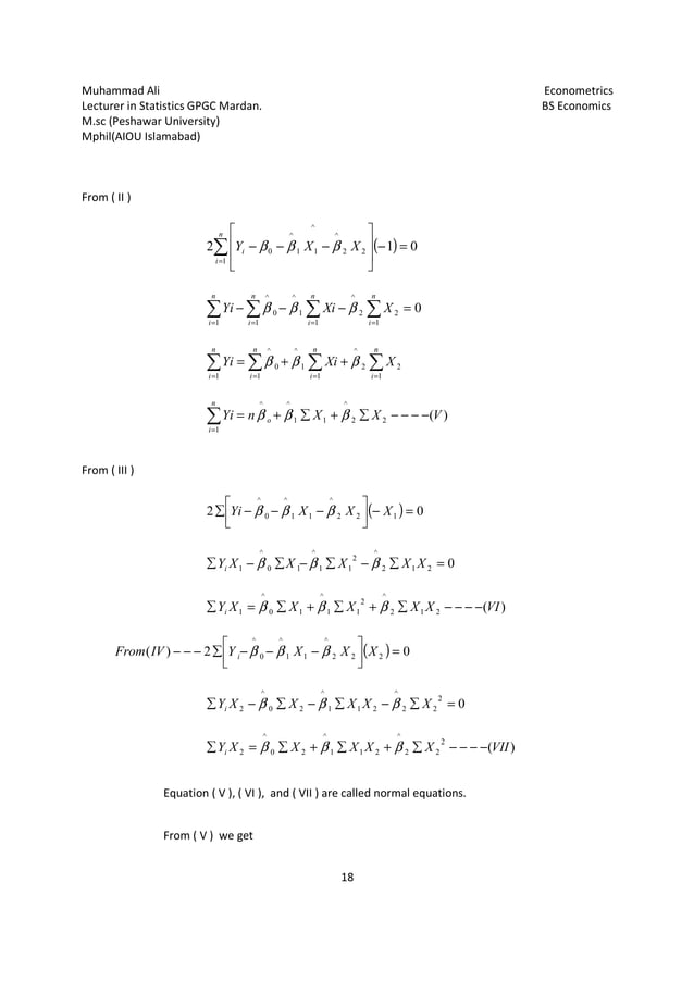 Econometrics notes (Introduction, Simple Linear regression, Multiple ...