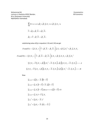 Econometrics notes (Introduction, Simple Linear regression, Multiple ...
