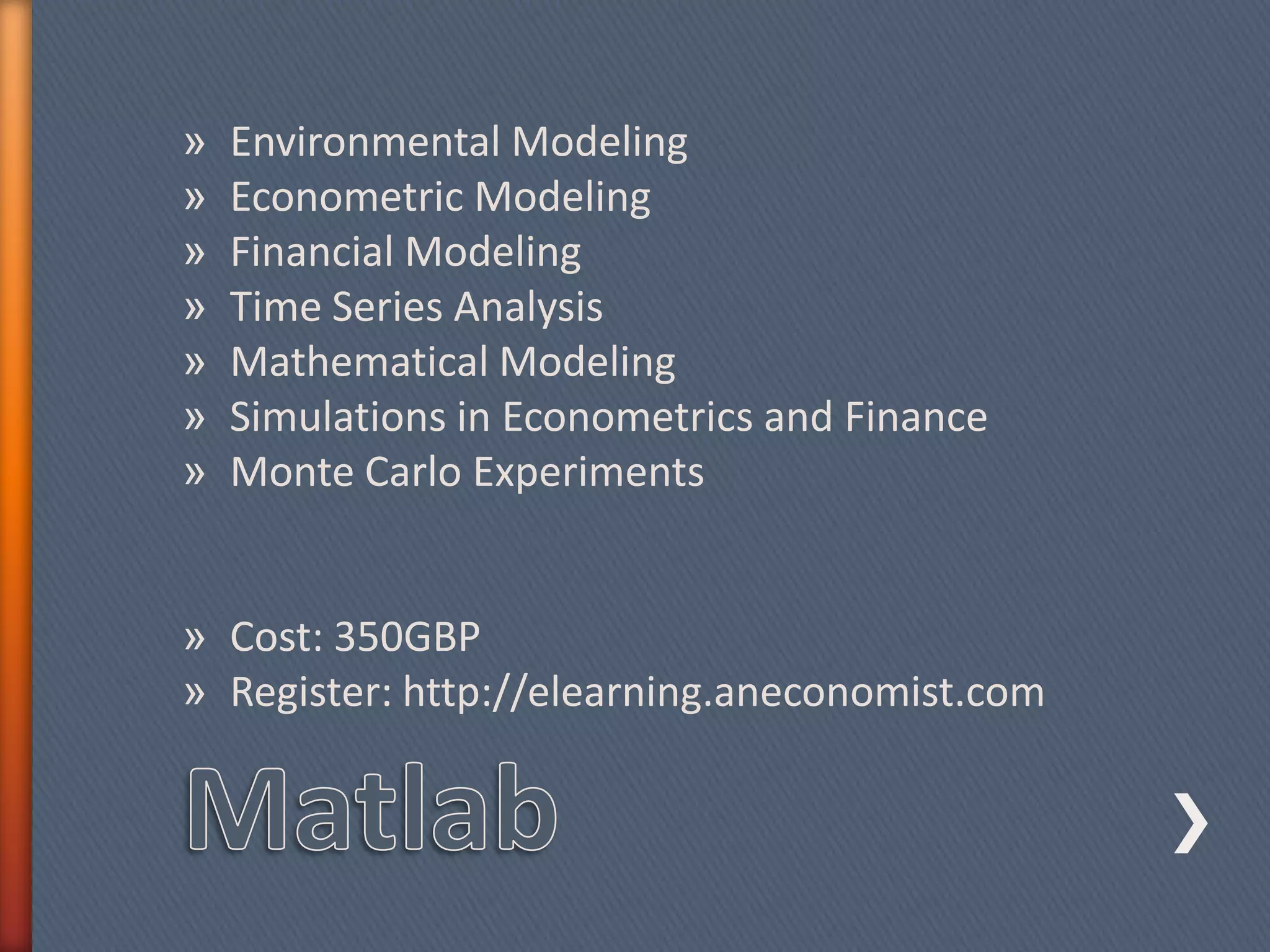 Econometrics, Matlab, Stata, Eviews, SPSS | PPTX