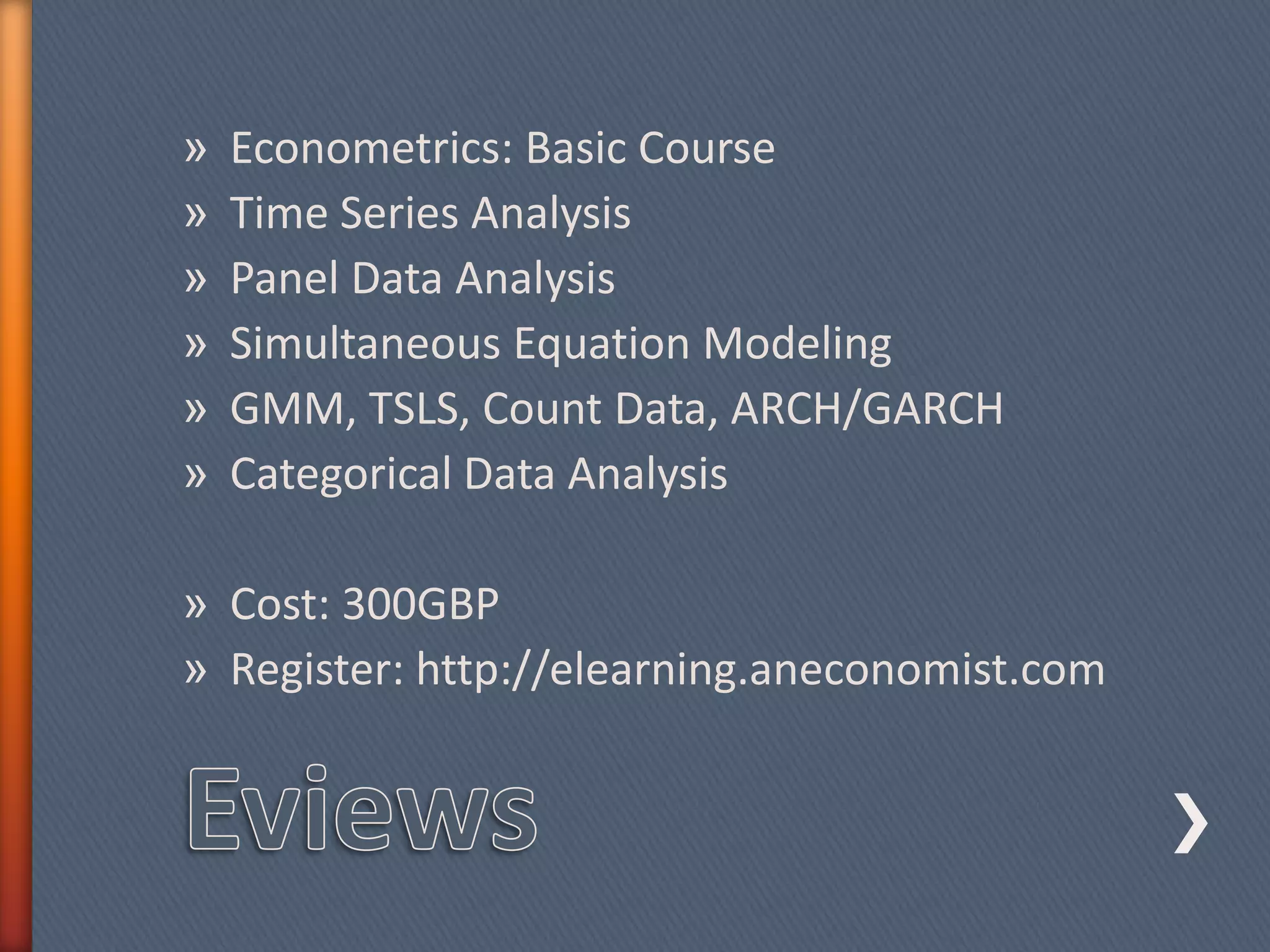 Econometrics, Matlab, Stata, Eviews, SPSS | PPTX
