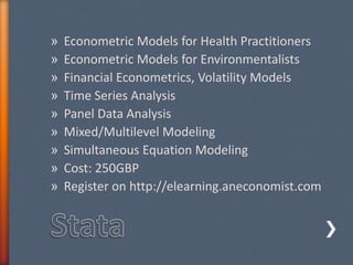 Econometrics, Matlab, Stata, Eviews, SPSS | PPTX