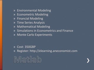 Econometrics, Matlab, Stata, Eviews, SPSS | PPTX
