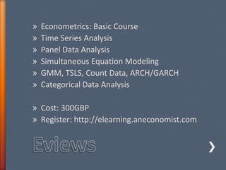 Econometrics, Matlab, Stata, Eviews, SPSS | PPTX