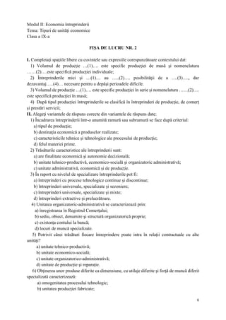 Economia întreprinderii. Auxiliar curricular clasa a IX-a | PDF