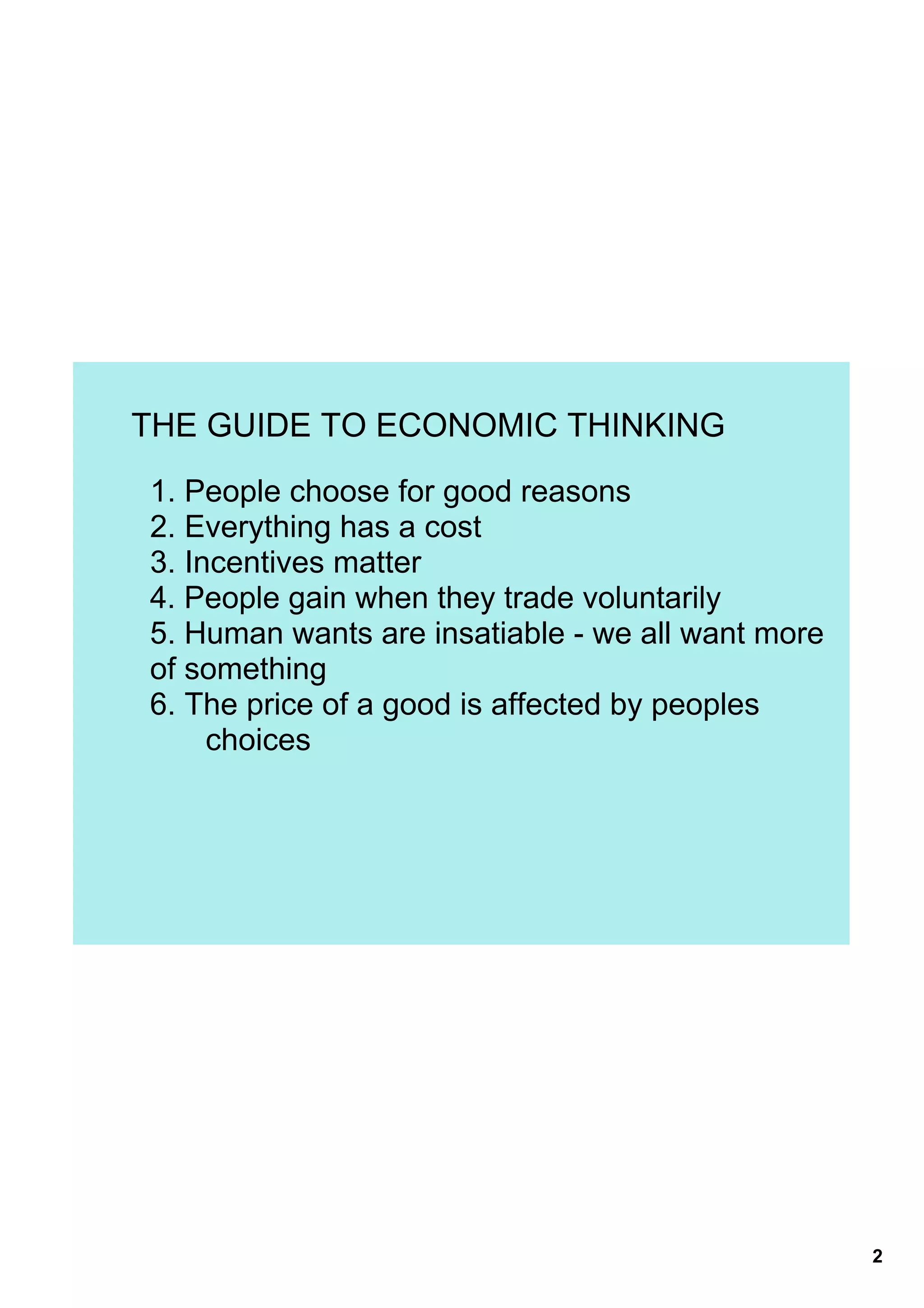 Guide to The Economic Way of Thinking | PDF