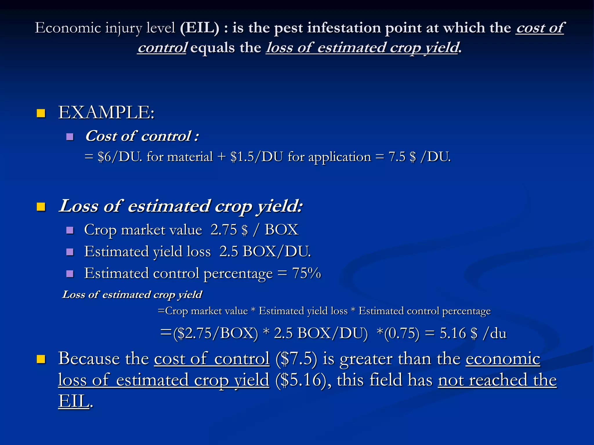 Economical basis of IPM - Economic Thresholds | PPT