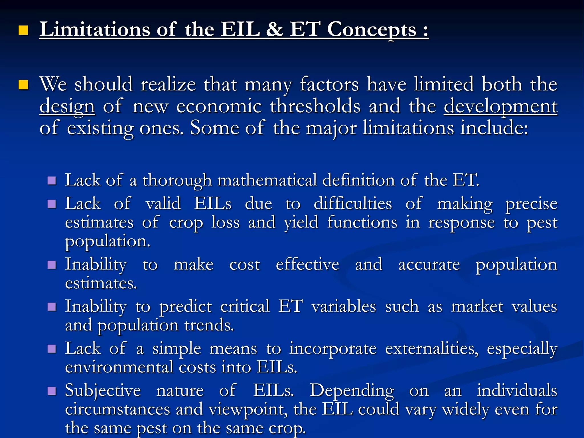Economical basis of IPM - Economic Thresholds | PPT