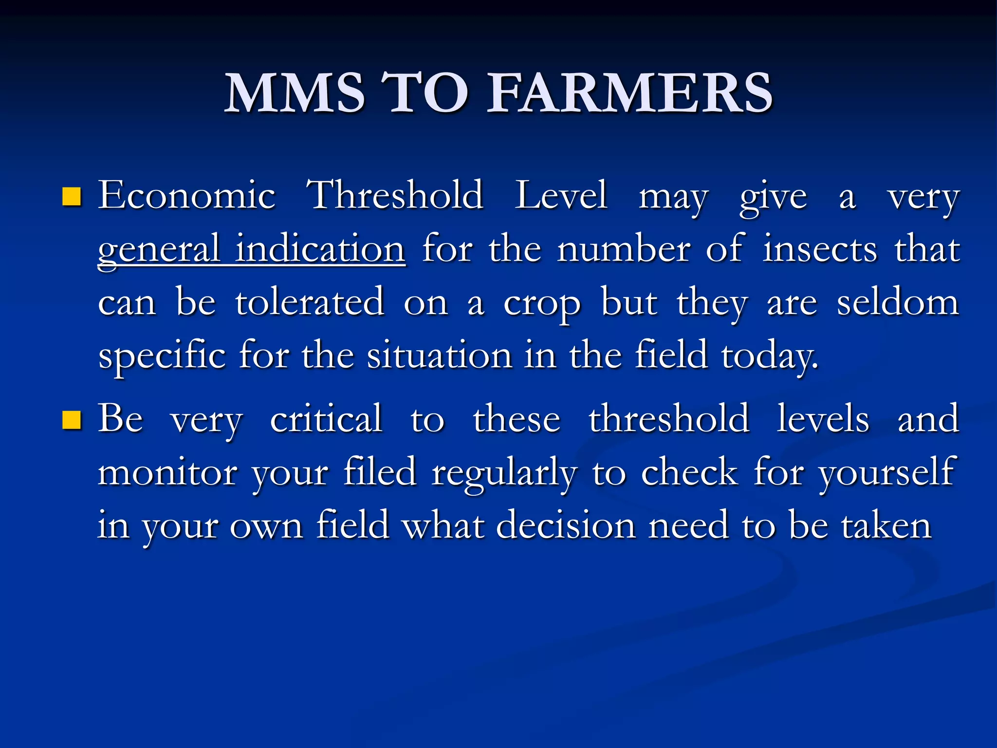 Economical basis of IPM - Economic Thresholds | PPT