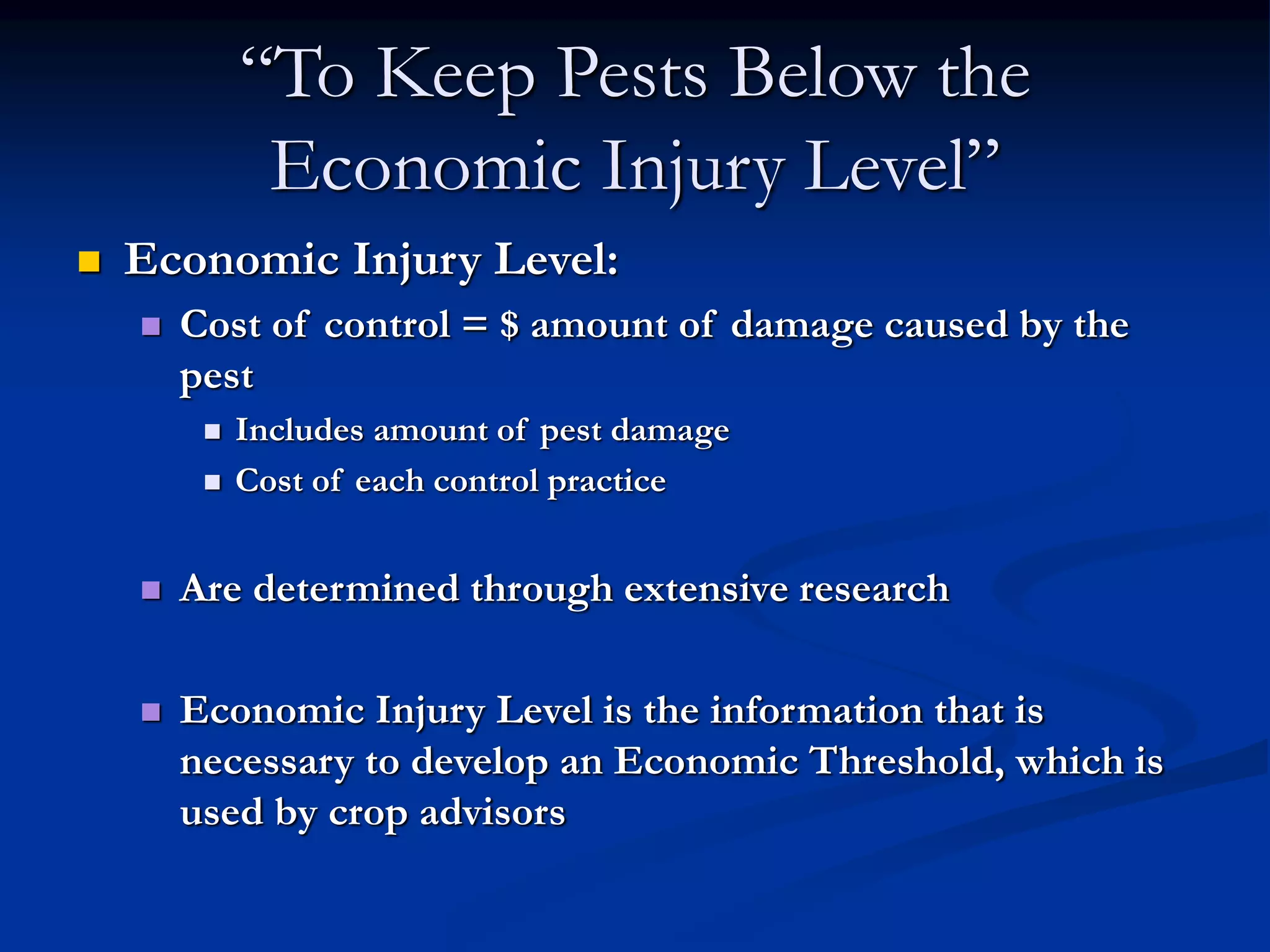 Economical basis of IPM - Economic Thresholds | PPT