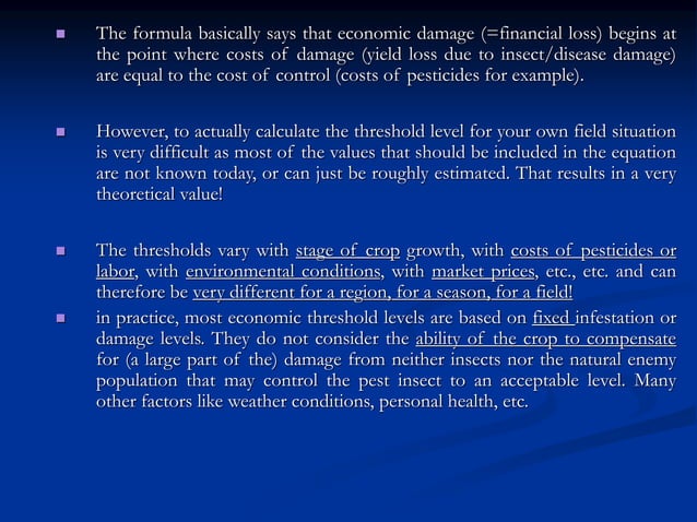 Economical basis of IPM - Economic Thresholds | PPT