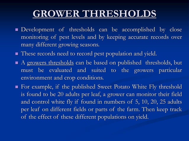 Economical basis of IPM - Economic Thresholds | PPT