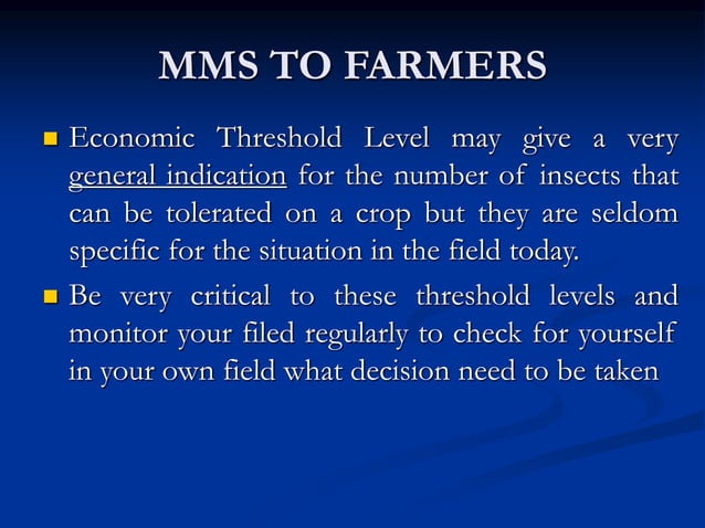 Economical basis of IPM - Economic Thresholds | PPT