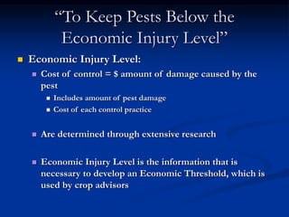 Economical basis of IPM - Economic Thresholds | PPT