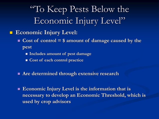 Economical basis of IPM - Economic Thresholds | PPT