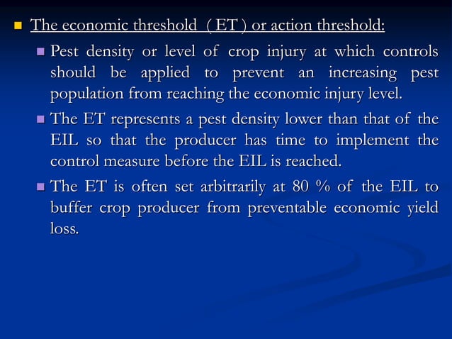 Economical basis of IPM - Economic Thresholds | PPT
