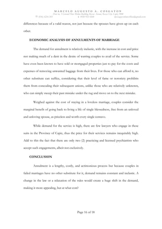Economic analysis of annulment of marriage cosgayon new | PDF | Divorce ...